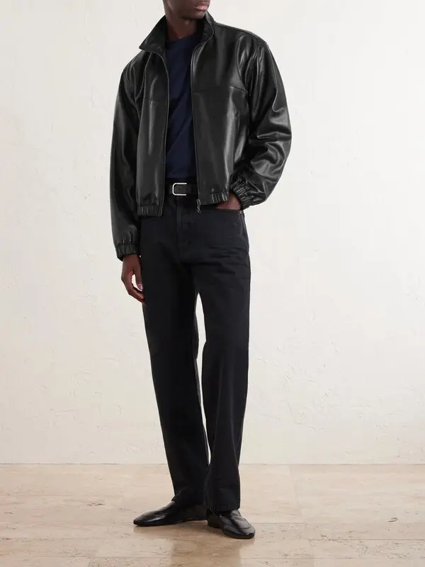 Saint Laurent Zip Up Leather Blouson Jacket