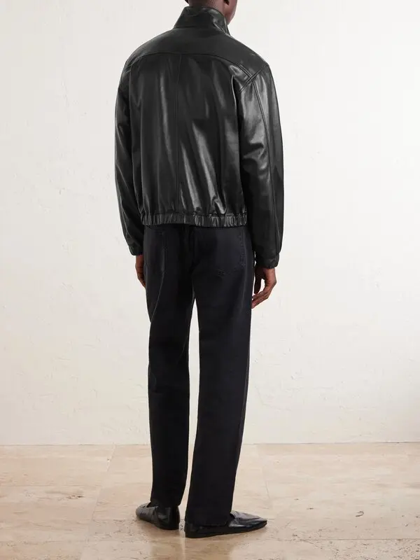 Saint Laurent Zip Up Leather Blouson Jacket