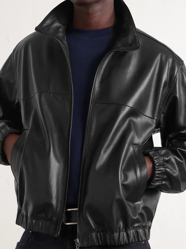 Saint Laurent Zip Up Leather Blouson Jacket