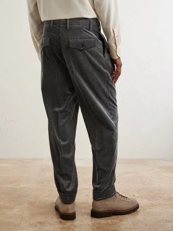 Brunello Cucinelli Straight-leg Cotton-corduroy Trousers - Gray