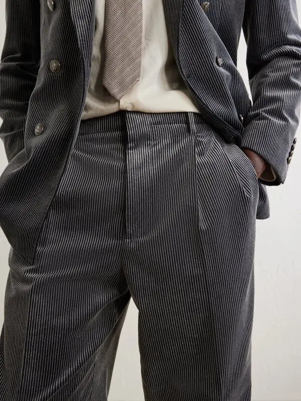 Brunello Cucinelli Straight-leg Cotton-corduroy Trousers - Gray