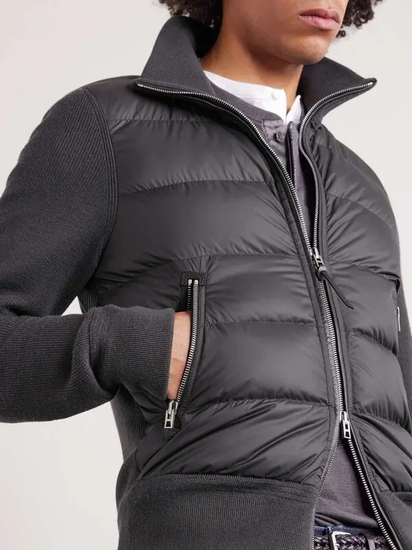 TOM FORD Slim-fit Leather-trimmed Quilted Shell And Wool Down Jacket