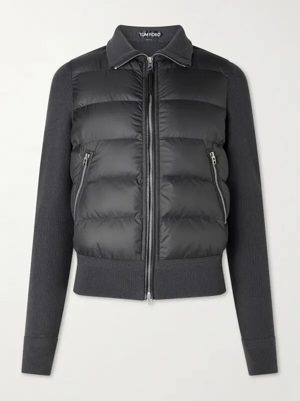 TOM FORD Slim-fit Leather-trimmed Quilted Down Jacket