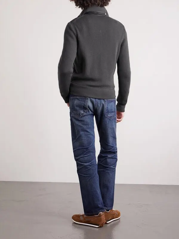 TOM FORD Slim-fit Leather-trimmed Quilted Down Jacket