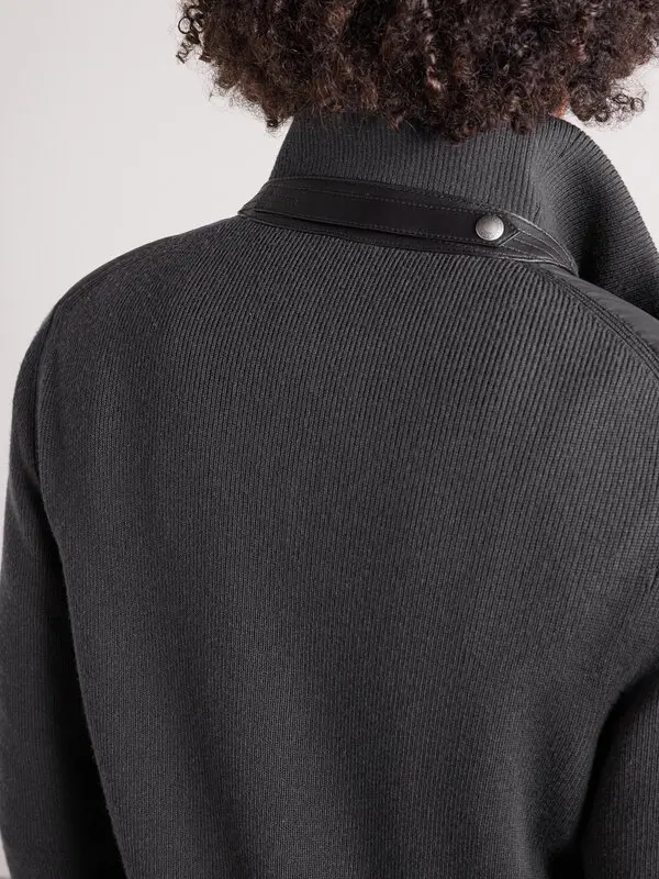 TOM FORD Slim-fit Leather-trimmed Quilted Down Jacket