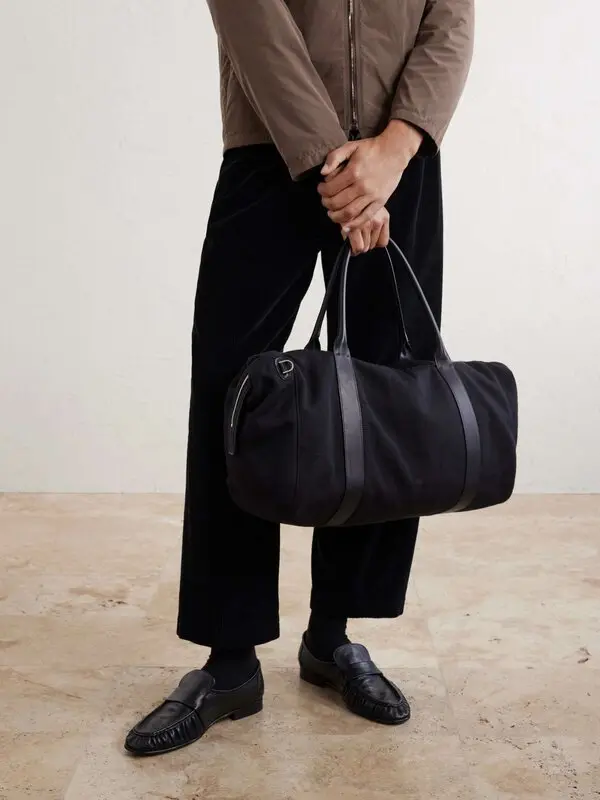 THE ROW Thomas Leather-trimmed Cotton-canvas Duffle Bag