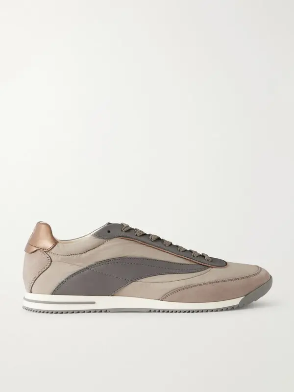 Brunello Cucinelli Suede And Leather-trimmed Shell Sneakers