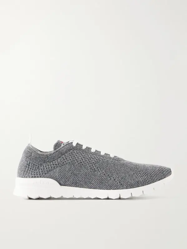 Kiton Logo-embroidered Stretch-knit Sneakers