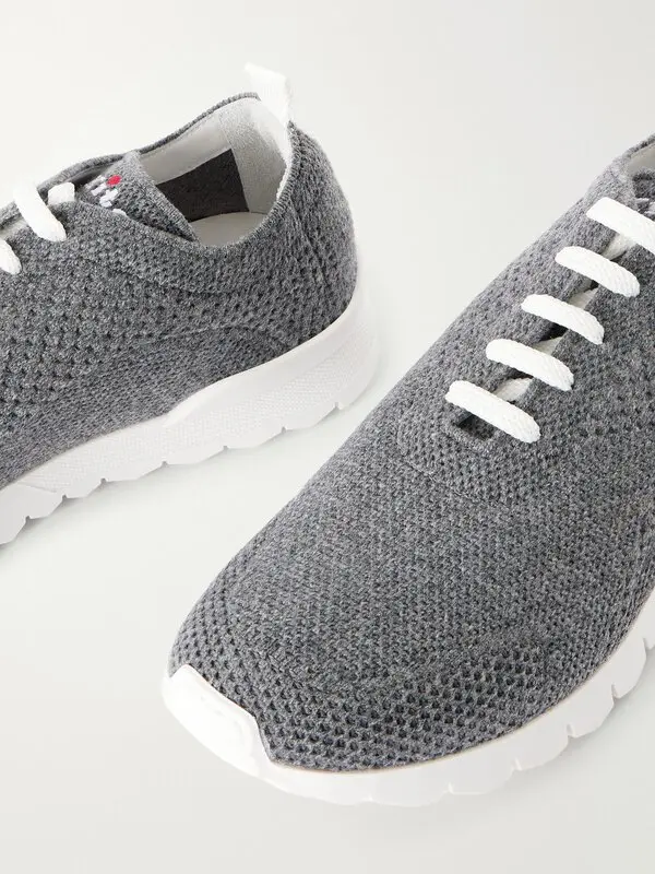 Kiton Logo-embroidered Stretch-knit Sneakers