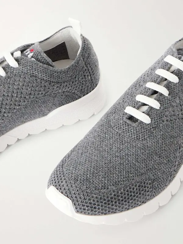 Kiton Logo-embroidered Stretch-knit Sneakers