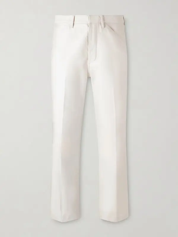 TOM FORD Straight-leg Cotton-satin Trousers - Neutrals
