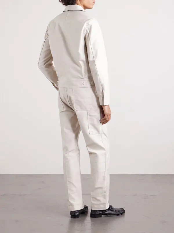 TOM FORD Straight-leg Cotton-satin Trousers - Neutrals