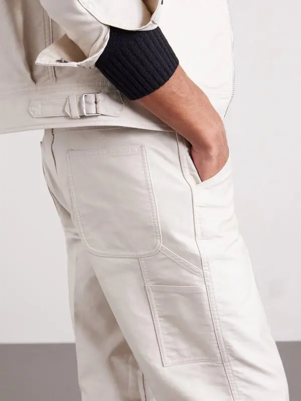 TOM FORD Straight-leg Cotton-satin Trousers - Neutrals