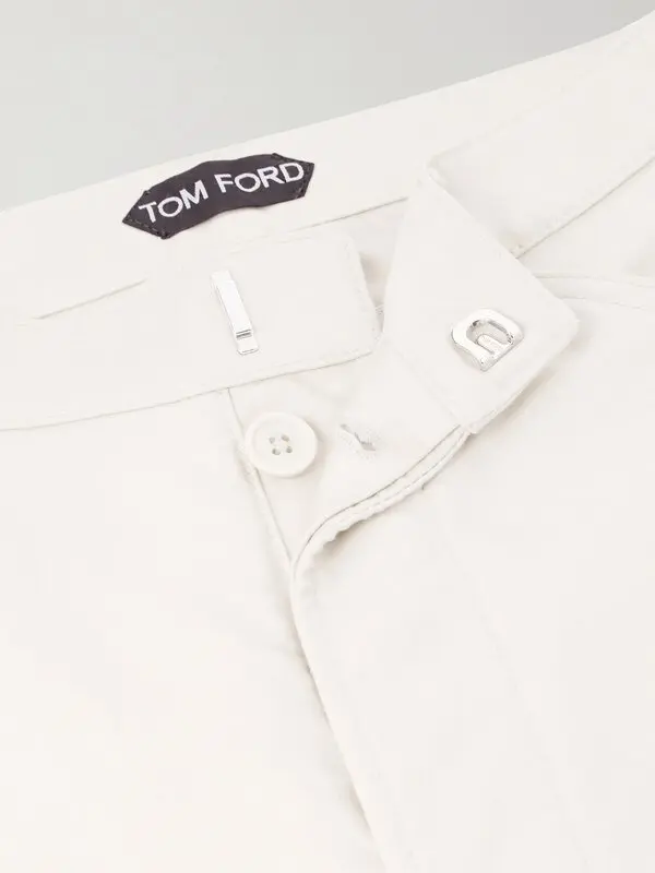 TOM FORD Straight-leg Cotton-satin Trousers - Neutrals