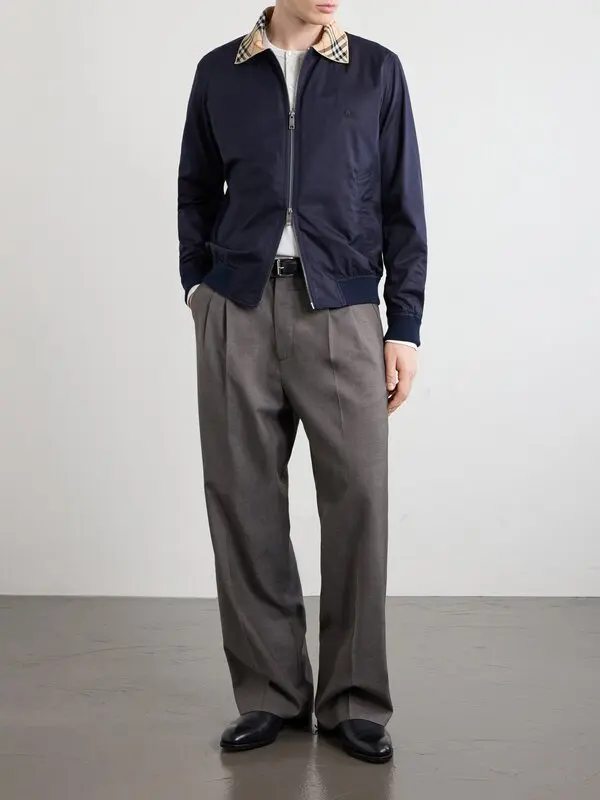 Burberry Logo-embroidered Checked Cotton-gabardine Blouson Jacket