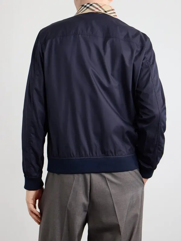 Burberry Logo-embroidered Checked Cotton-gabardine Blouson Jacket