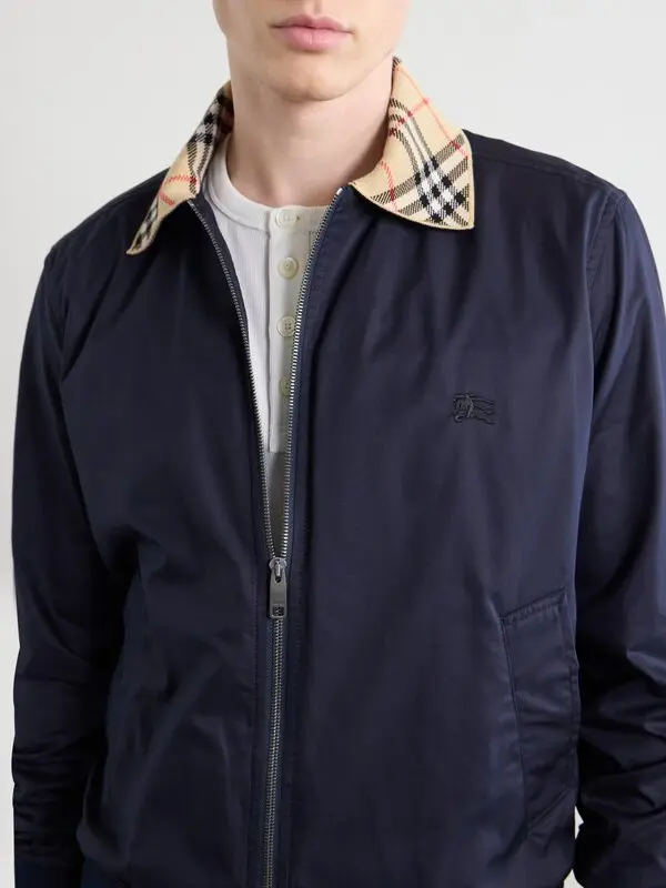 Burberry Logo-embroidered Checked Cotton-gabardine Blouson Jacket