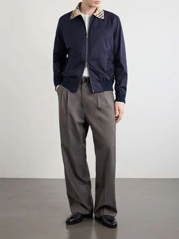 Burberry Logo-embroidered Checked Cotton-gabardine Blouson Jacket