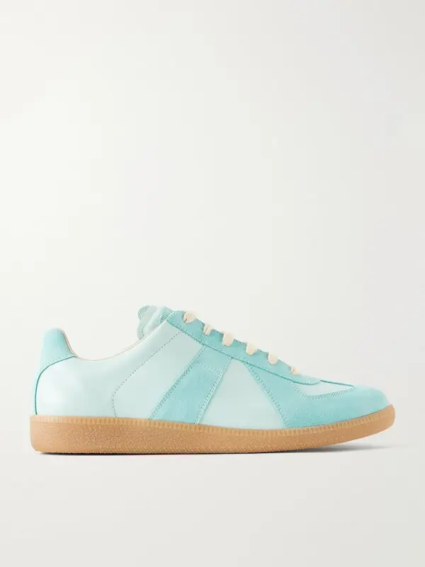 MAISON MARGIELA Replica Leather And Suede Sneakers - Blue