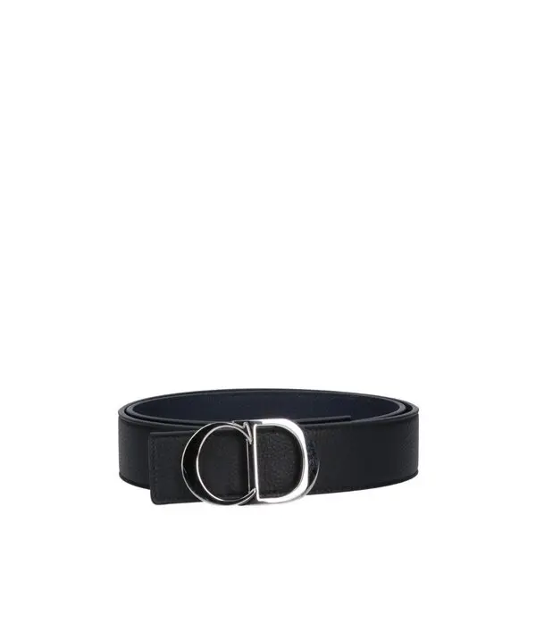 Dior Logo Plaque Buckle Belt - Black/blue