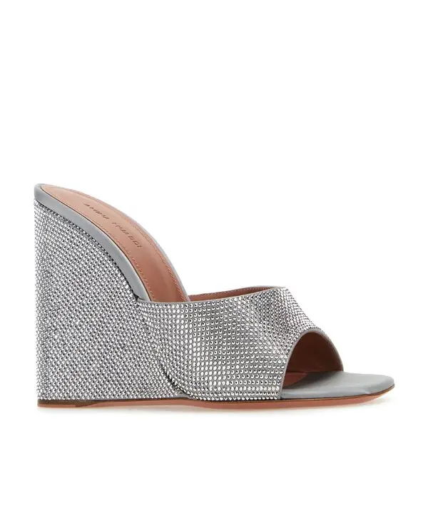Amina Muaddi Square Head Wedge Sandals