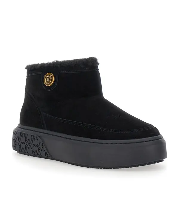 Pinko Round Toe Slip-on Boots With Thick Sole