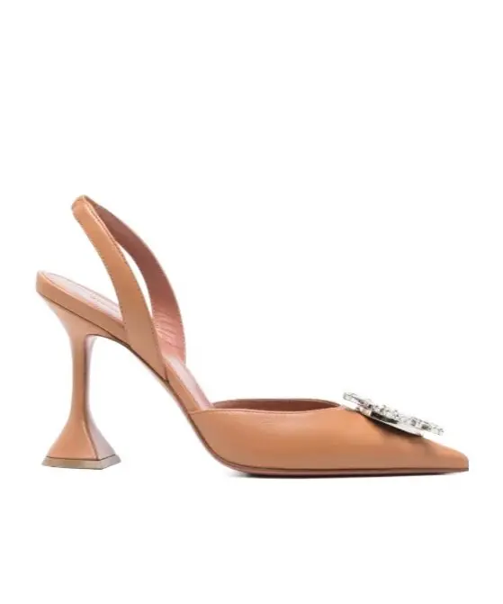 Amina Muaddi Embellished Pointed Toe High Heels - Pink
