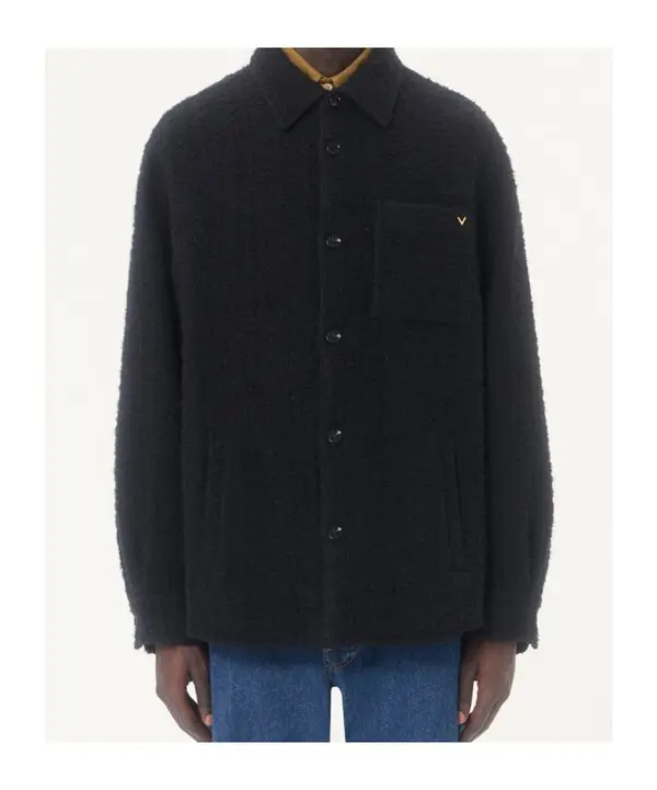 Valentino Garavani Cotton Tweed Shirt Jacket With Vgold