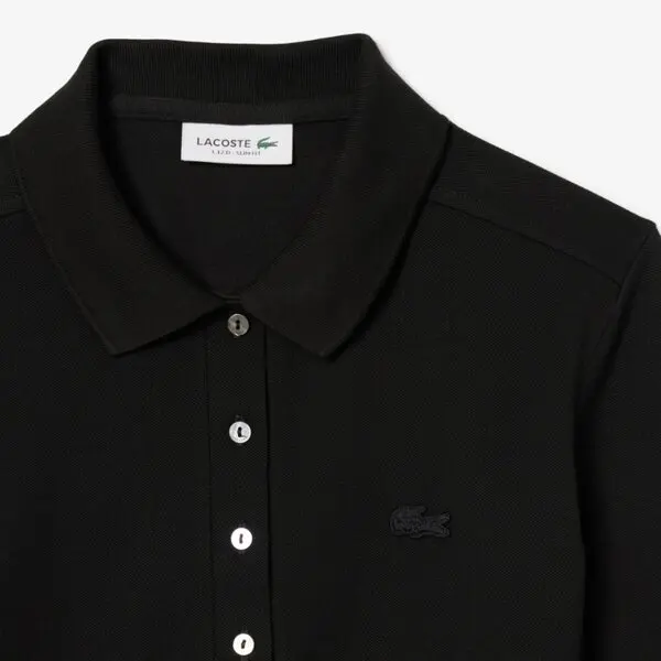Lacoste Stretch-cotton Long-sleeve Polo Top With Mother Of Pearl Buttons