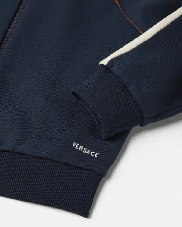 Versace Embroidered-logo Cotton-jersey Zip Sweatshirt