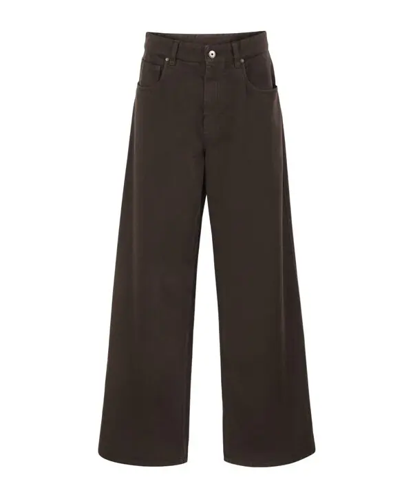 Brunello Cucinelli Relaxed Fit Dyed Denim Trousers With Jewellery Embellishment - Black