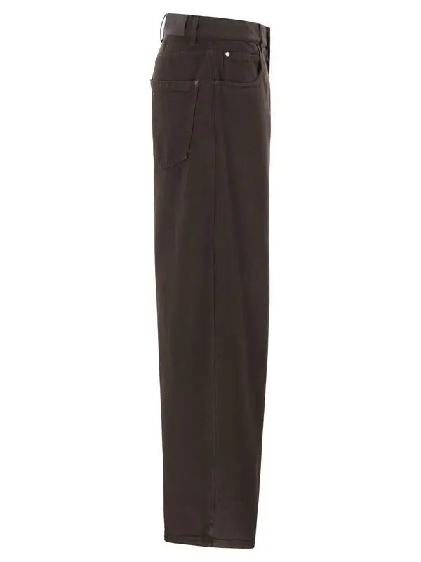Brunello Cucinelli Relaxed Fit Dyed Denim Trousers With Jewellery Embellishment - Black