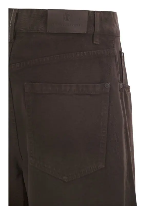 Brunello Cucinelli Relaxed Fit Dyed Denim Trousers With Jewellery Embellishment - No