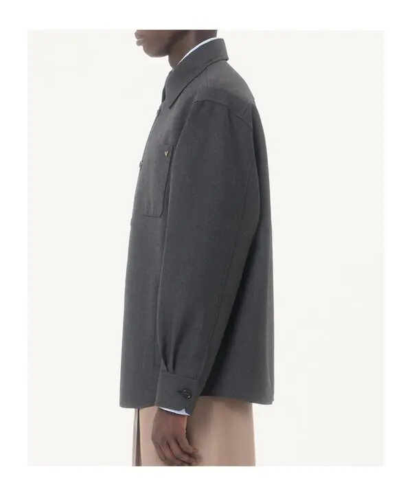 Valentino Garavani Vgold Button-up Shirt Jacket - Charcoal-grey