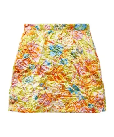 Versace Printed Silk Duchesse Mini Skirt - Yellow
