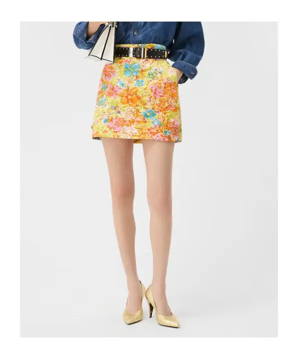 Versace Printed Silk Duchesse Mini Skirt