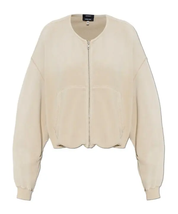 R13 Zip-up Hoodie With Pockets - Beige