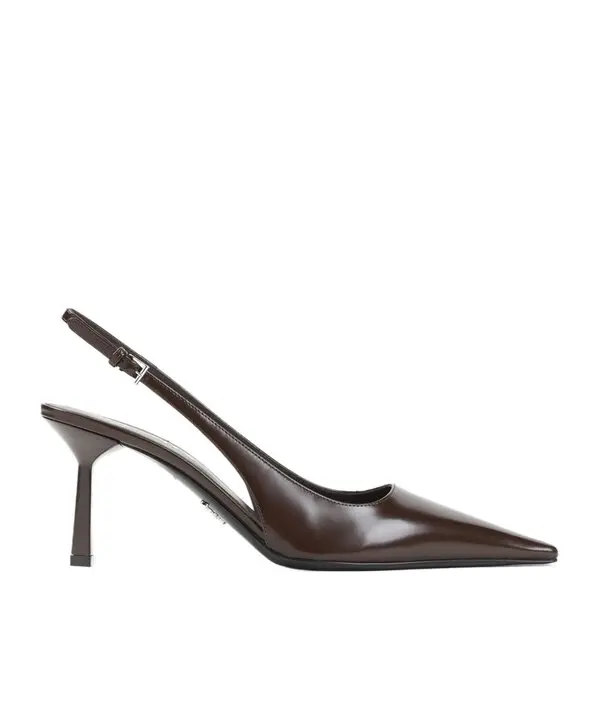 Prada Pointed-toe Slingback Heeled Pumps - Brown