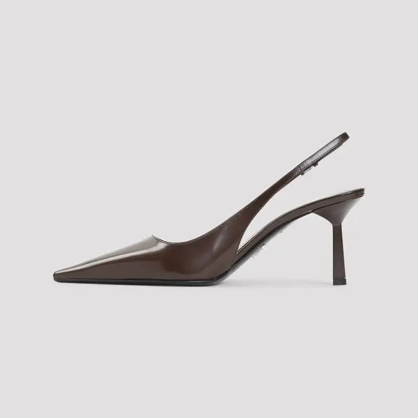 Prada Pointed-toe Slingback Stiletto Heel Pumps - Brown