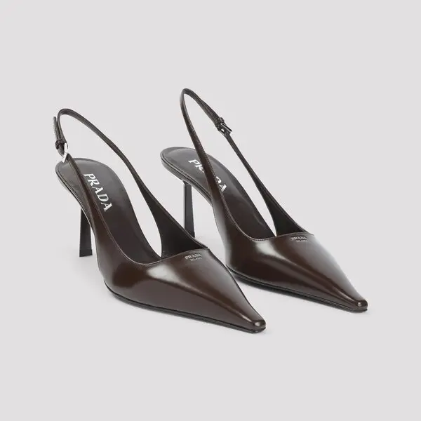 Prada Pointed-toe Slingback Stiletto Heel Pumps - Brown