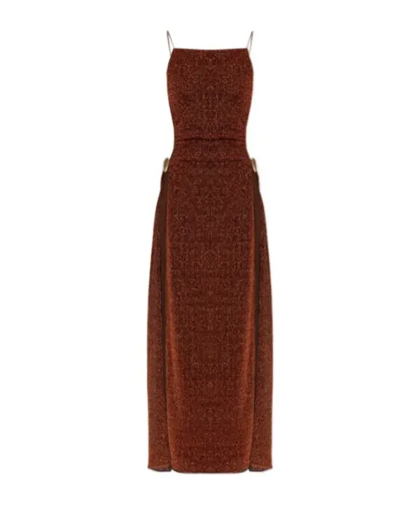 Oseree Shell-detail Lurex Maxi Dress