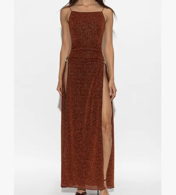 Oseree Shell-detail Lurex Maxi Dress