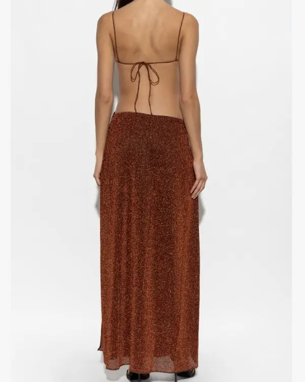 Oseree Shell-detail Lurex Maxi Dress