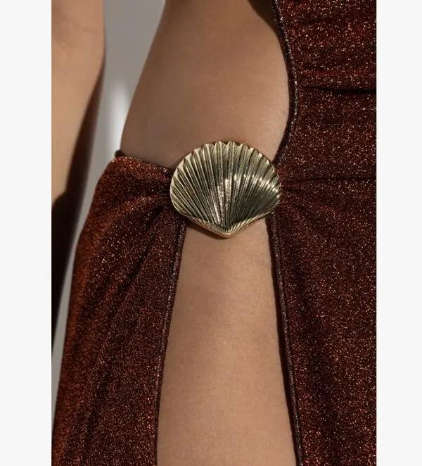 Oseree Shell-detail Lurex Maxi Dress