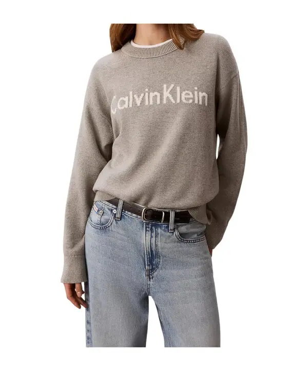 Calvin Klein Logo Graphic Relaxed Jumper - Grey Heather