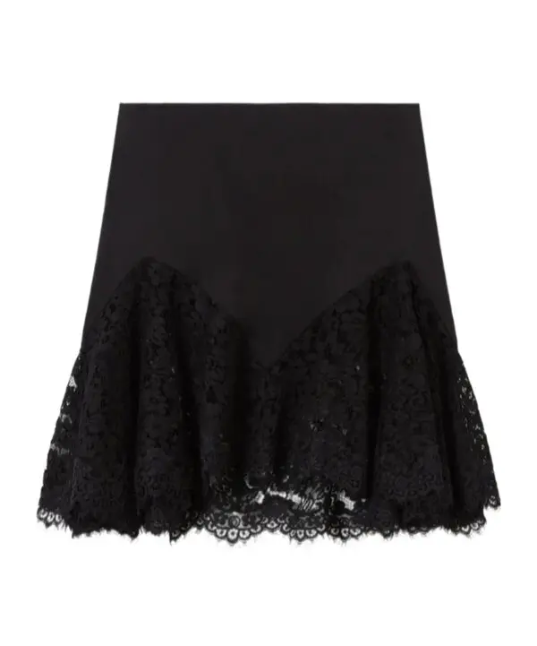 Stella McCartney Lace-trim Flared Mini Skirt - Black