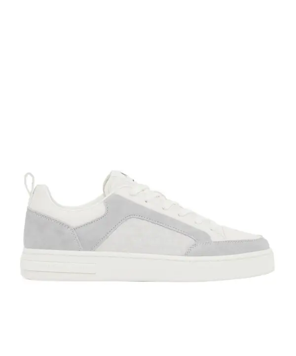 Armani Exchange Sneakers In Suede With All-over Logo And Rubber Sole - White