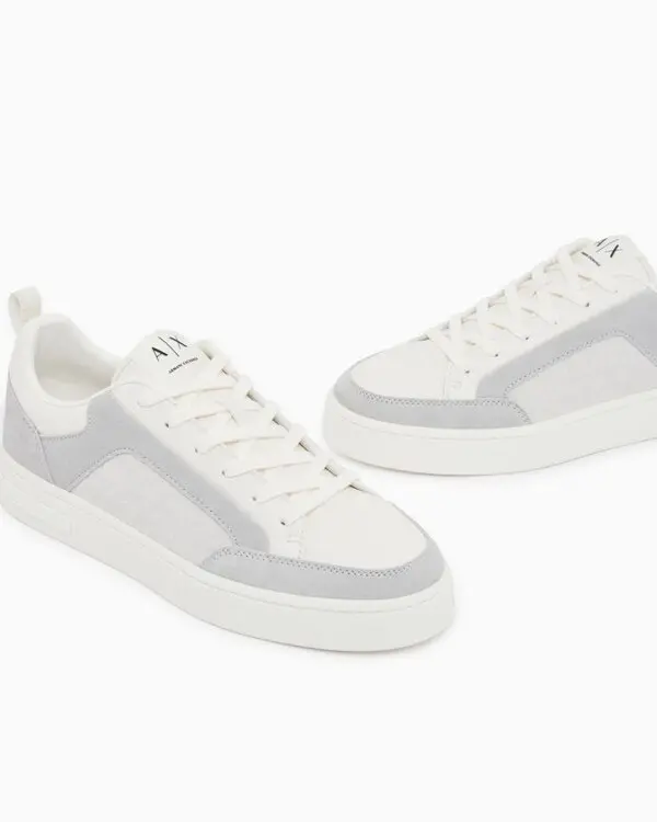 Armani Exchange Sneakers In Suede With All-over Logo And Rubber Sole