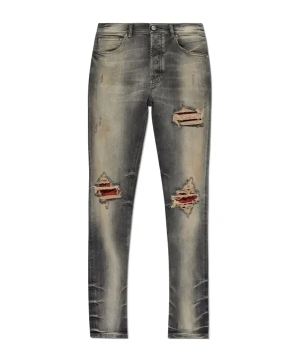 Amiri Flannel-patch Jeans - Grey