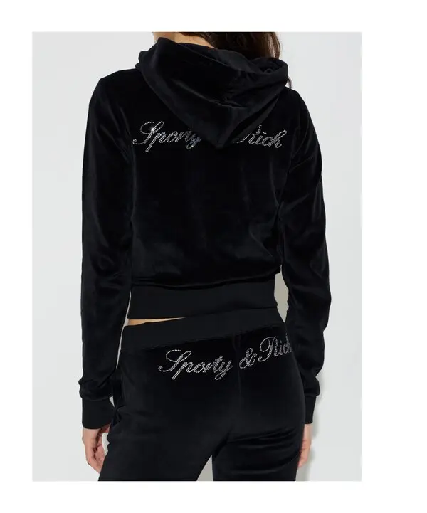 SPORTY  RICH Long-sleeve Hooded Sweatshirt